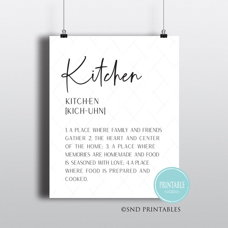 Kitchen Definition Art Printable in 8 X 10 and 12 X 16 Digital File ...