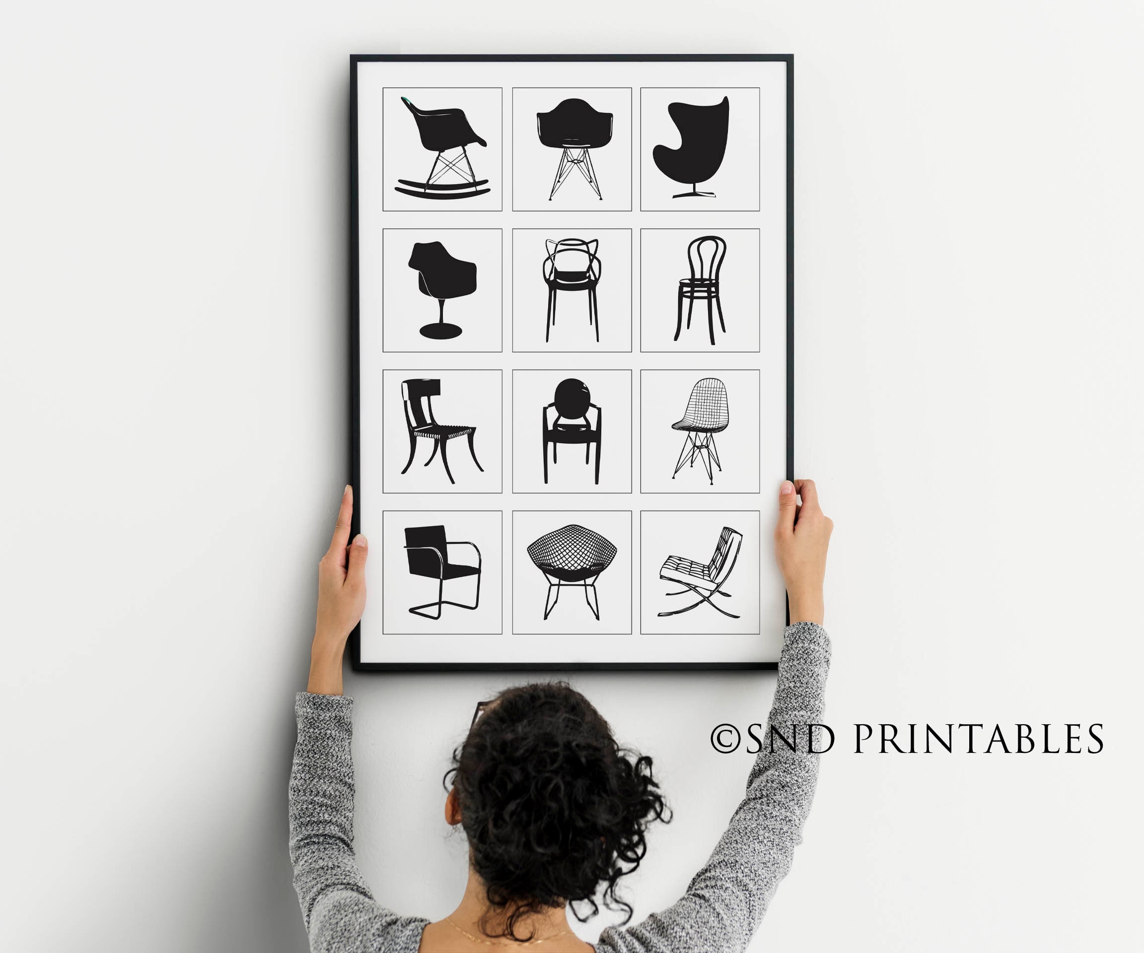 Chair Poster - Retro Chairs - 12 Chairs Poster Printable in 8 X 10 and ...