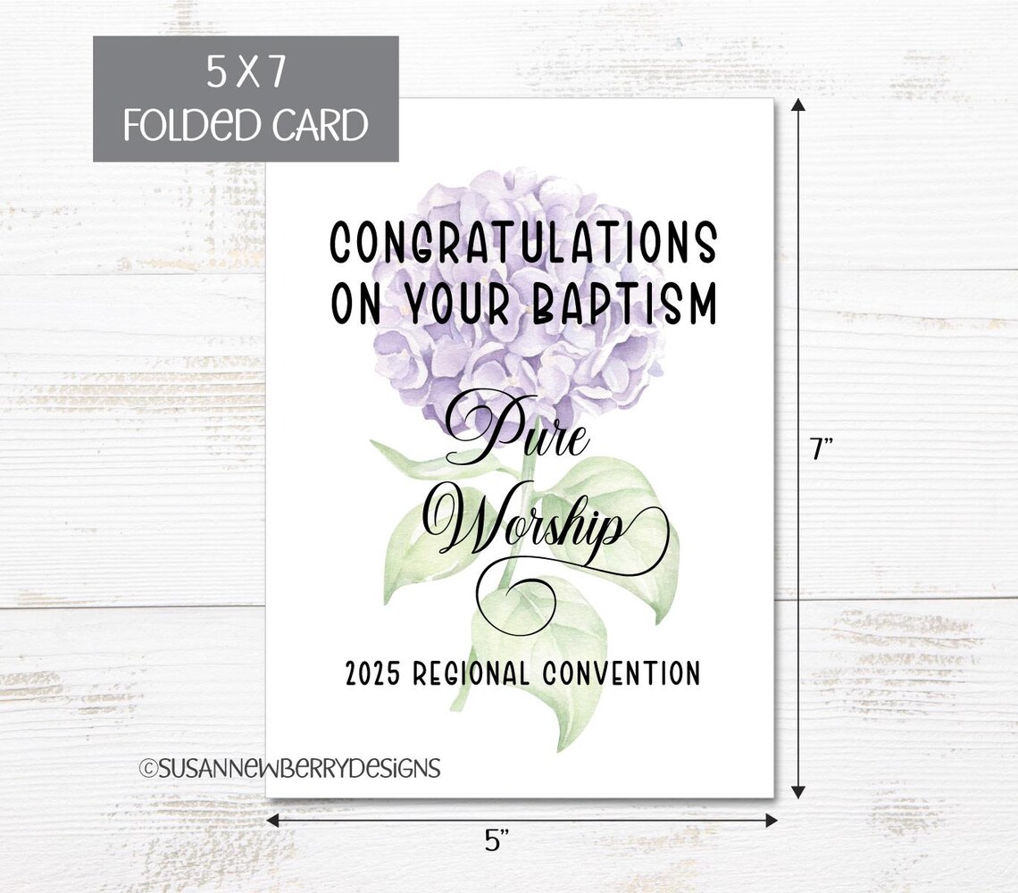 Personalized Printable "pure Worship" JW Baptism Greeting Card and ...
