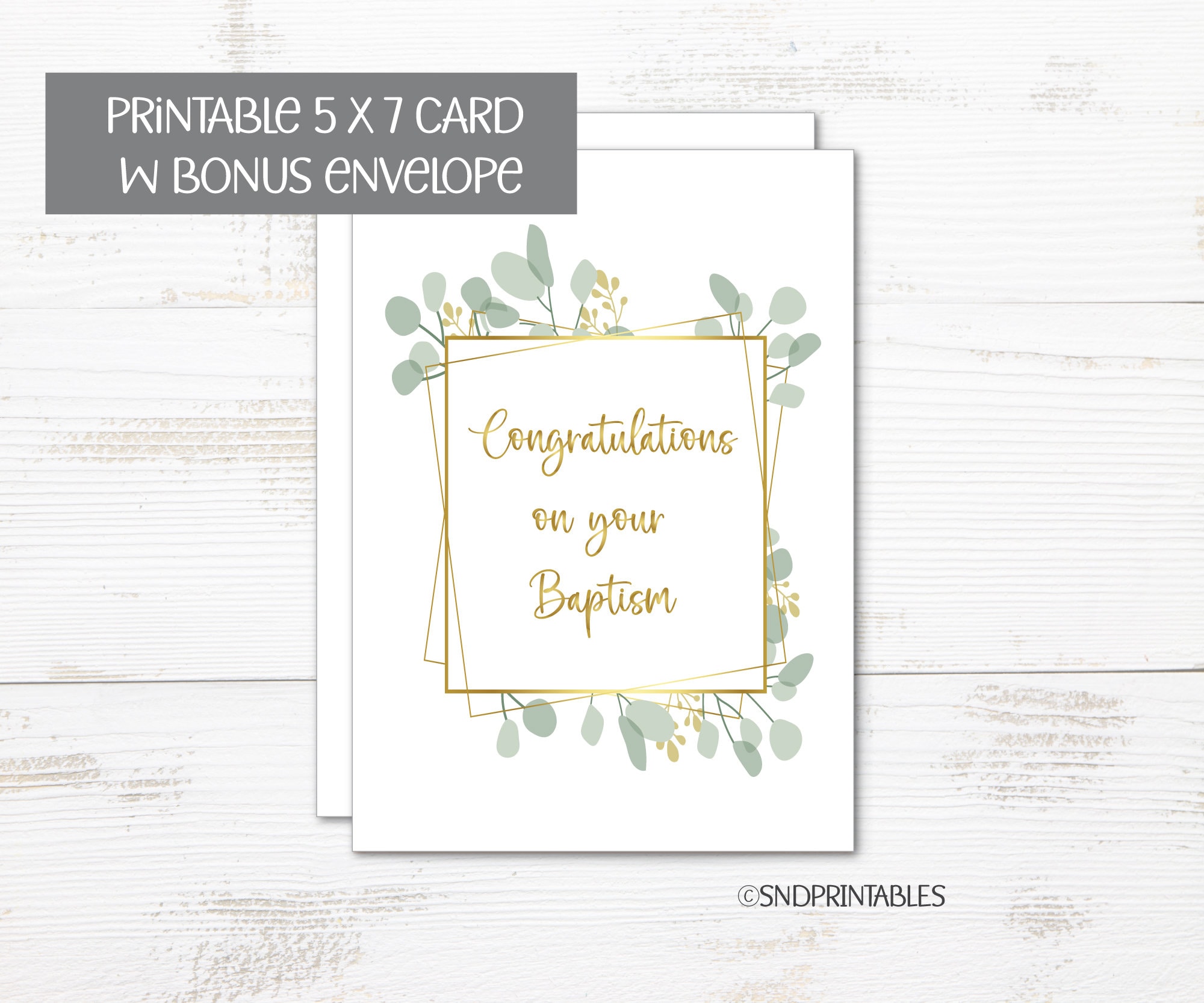 Congratulations on Your Baptism Printable Greeting Card - 5 X 7 With ...
