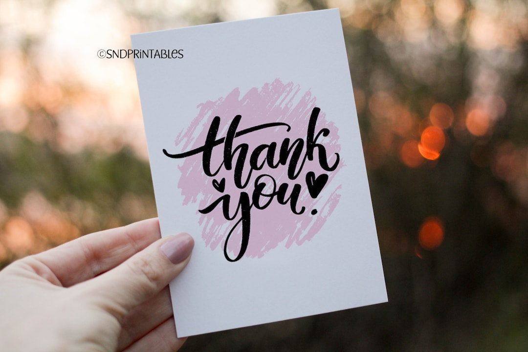 Thank You Printable Greeting Card With Pink Splash - 5 X 7 With Bonus ...
