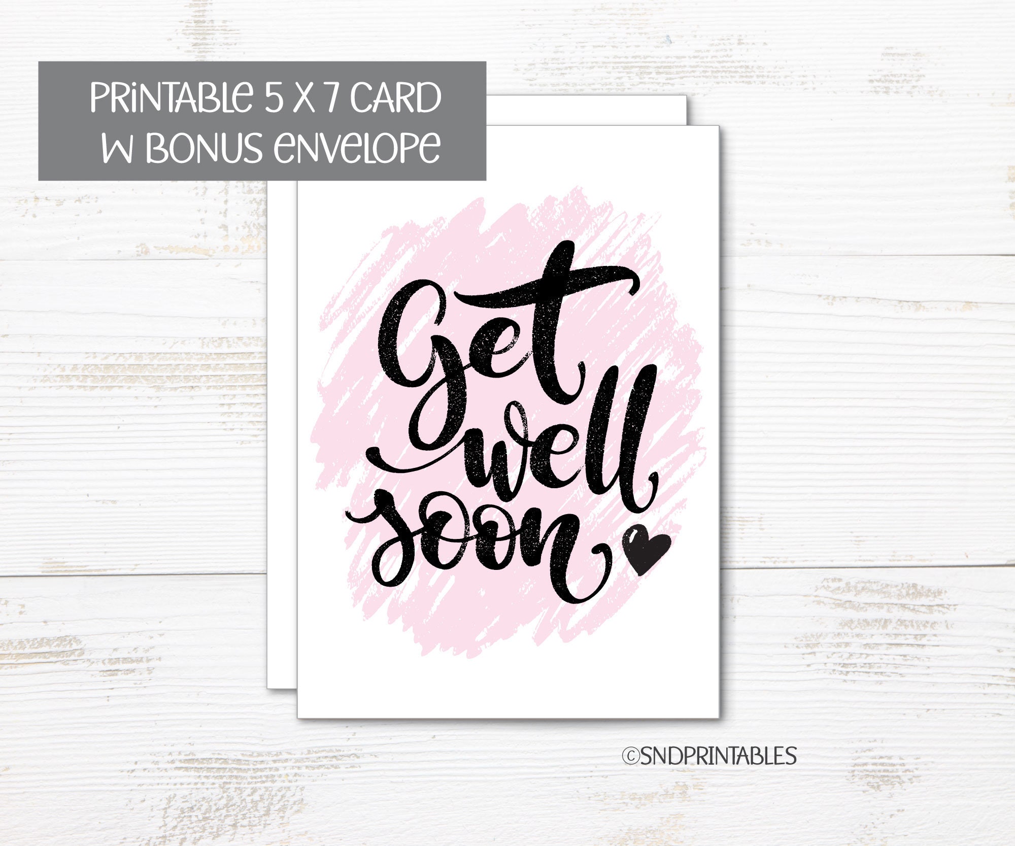 Get Well Soon Printable Greeting Card 5 X 7 With Bonus Envelope ...