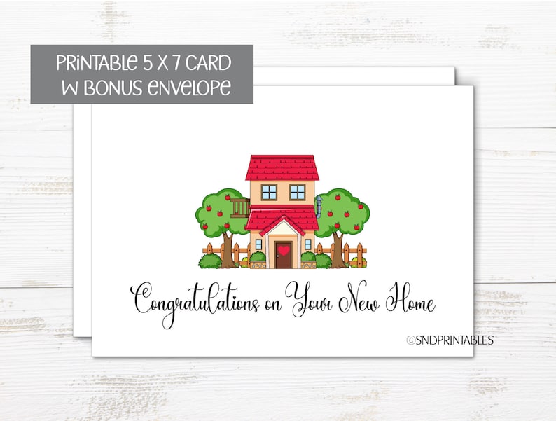 Congratulations on Your New Home Printable Greeting Card - New ...