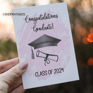 Congratulations Graduate 2024 Printable Greeting Card for Girl in Two ...