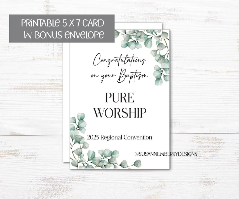 Congratulations on Your Baptism Pure Worship Printable Greeting Card - Etsy