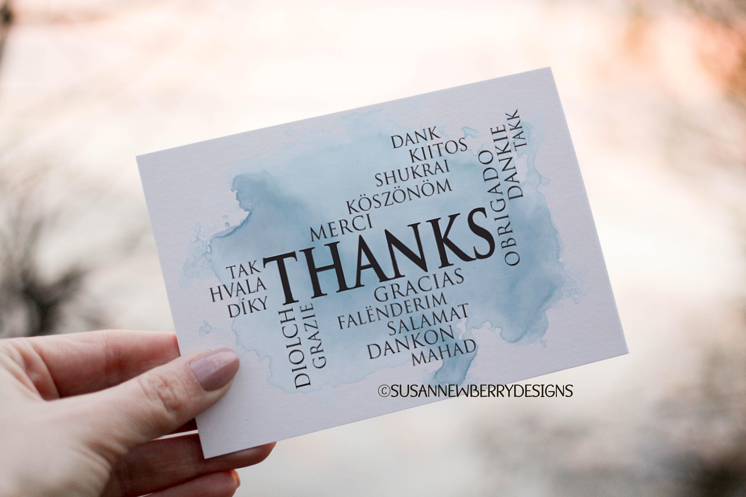 Thanks in Different Languages Printable Greeting Card 5 X 7 With Bonus ...