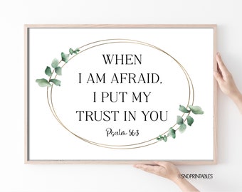 JW 2024 Year Text Digital Print Encouraging Wall Art When I Am Afraid ...