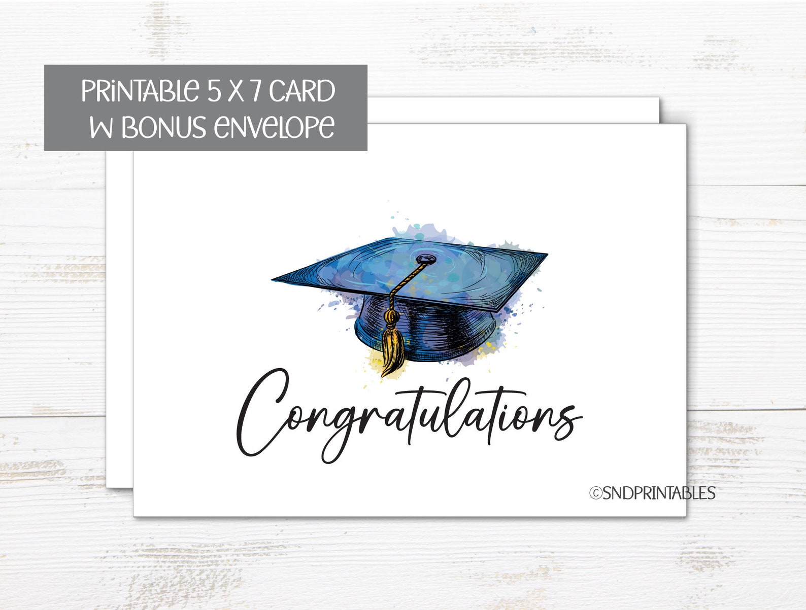 Graduation Congratulations Printable Greeting Card - 5 X 7 With Bonus ...