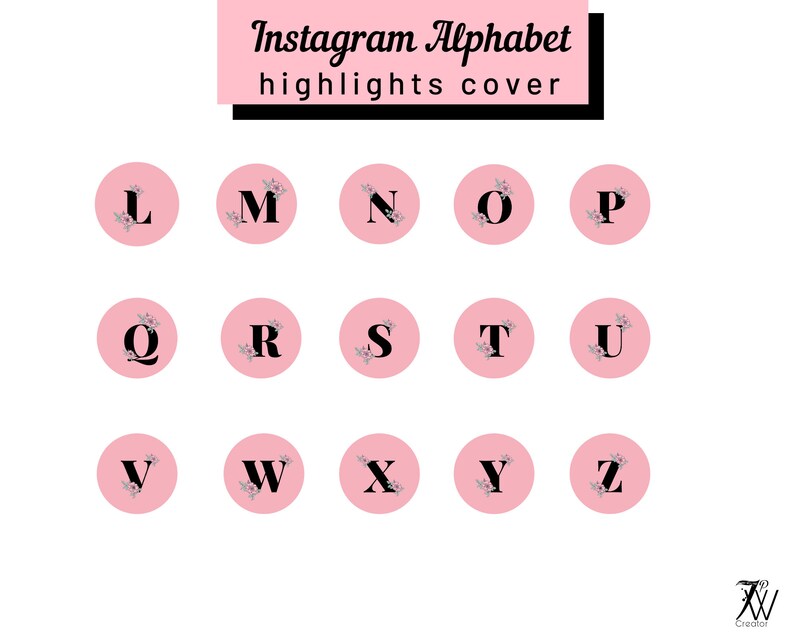 Instagram alphabet story highlight cover Pink blush - Etsy.de