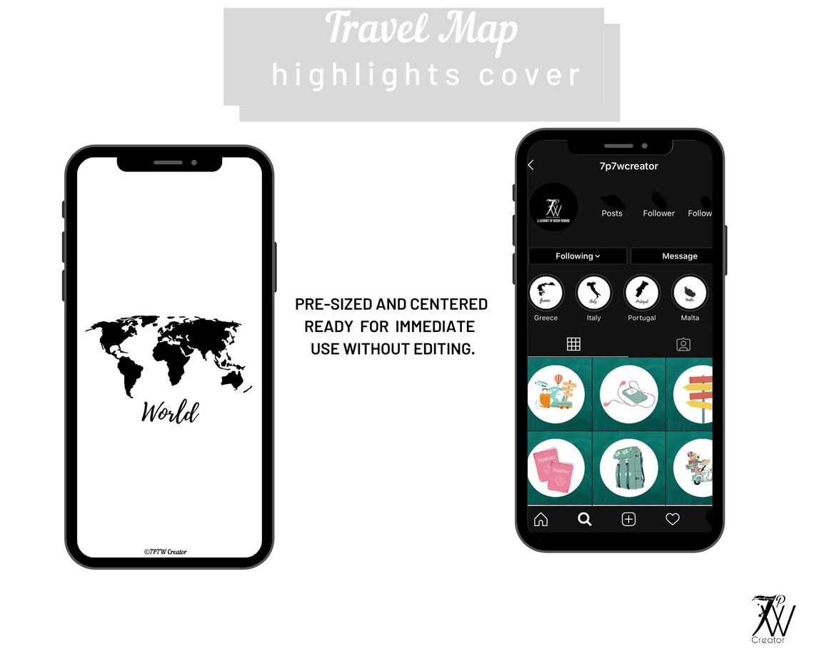 Instagram European Travel Map Highlight Covers - Etsy.de