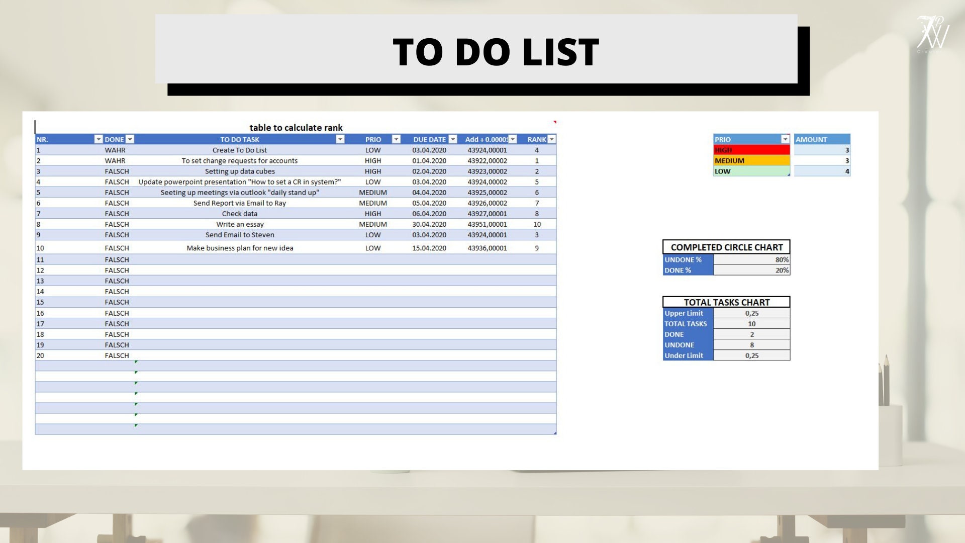 To-Do-List Excel Template | Excel Template | To Do Tool | Daily Planner ...