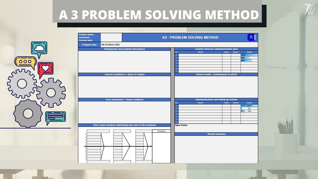 A3 Method Excel Template | Digital Project Planner | Exceltools ...