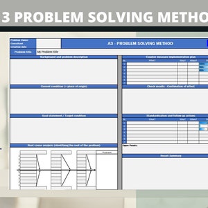 A3 Method Excel Template | Digital Project Planner | Exceltools ...