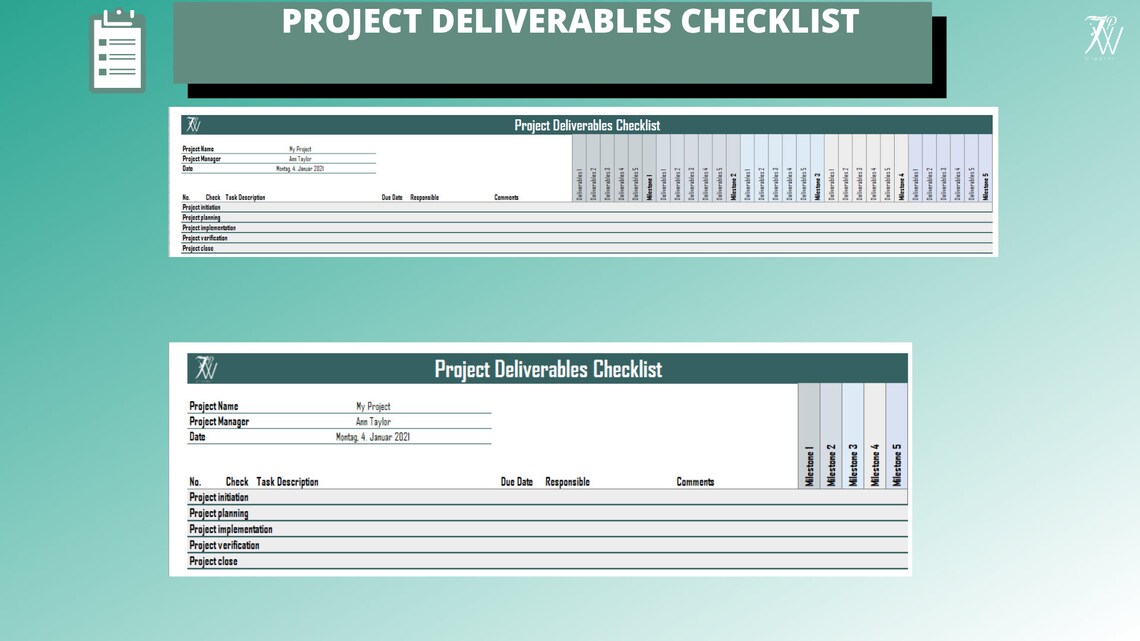 Project Deliverables Checklist Digital Planner Milestone | Etsy