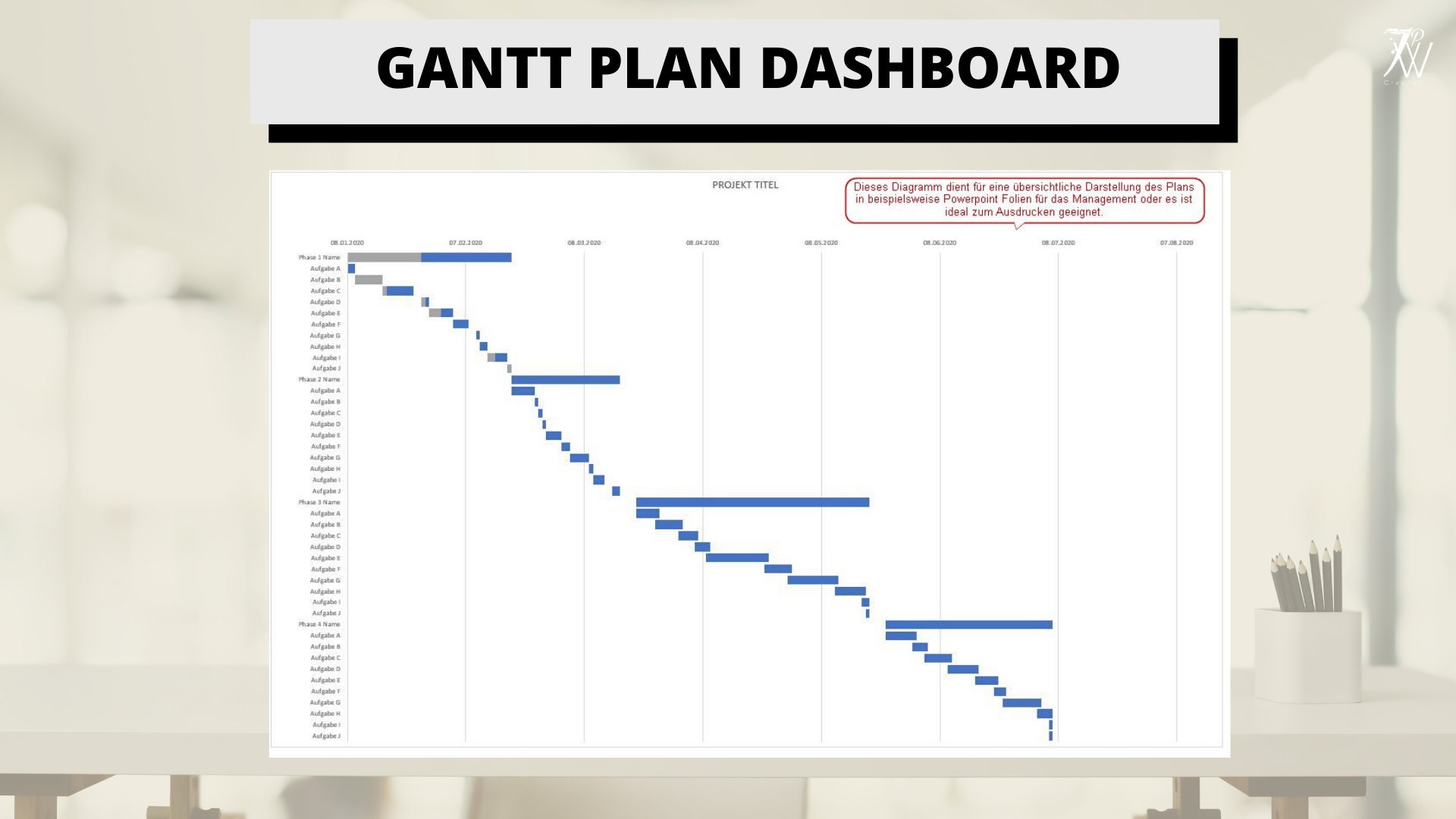 GANTT Plan Dashboard Excel Template Digital Project Planner - Etsy
