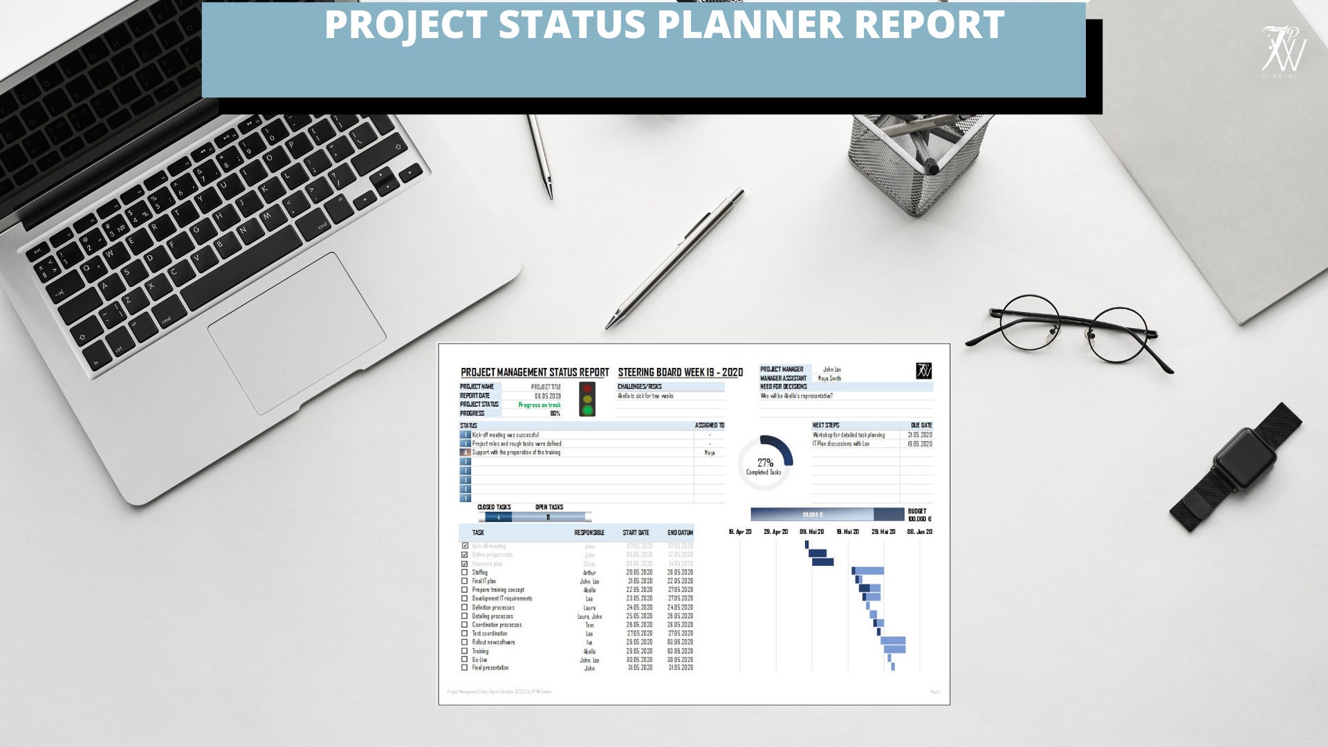 Project Status Planner Report A4 | Digital Planner Report Printable ...