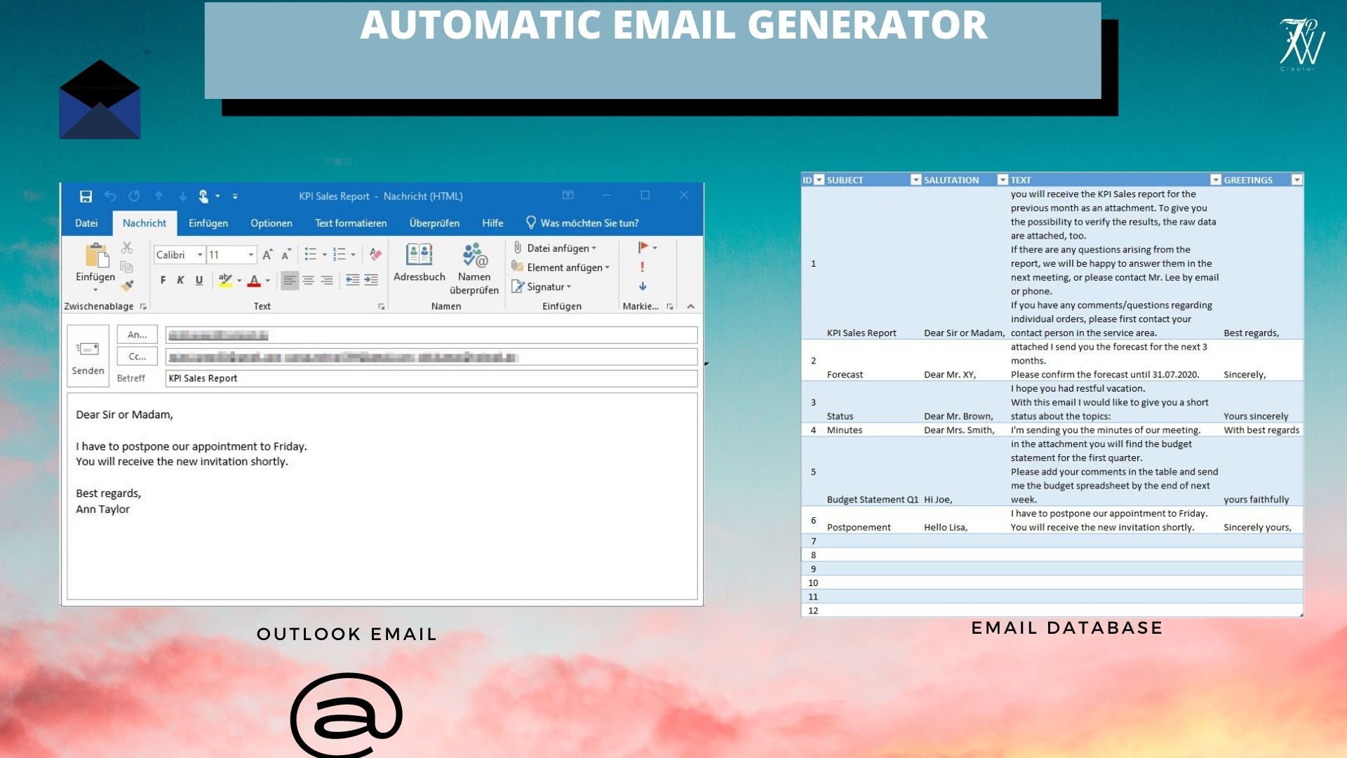 Automatic Email Generator Excel Template | Digital Excel Generator ...