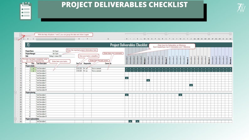 Project Deliverables Checklist | Digital Planner Milestone Checklist ...