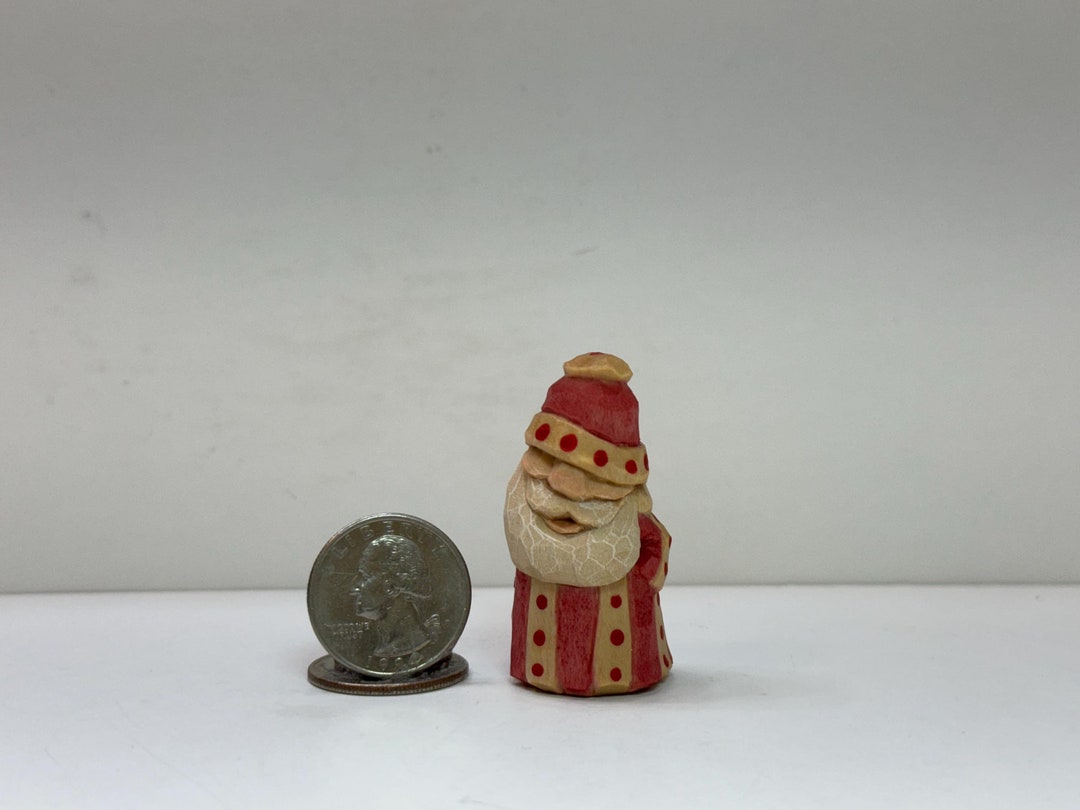 Miniature Wood Carved Santa: Hand-painted Christmas Figurine - Etsy