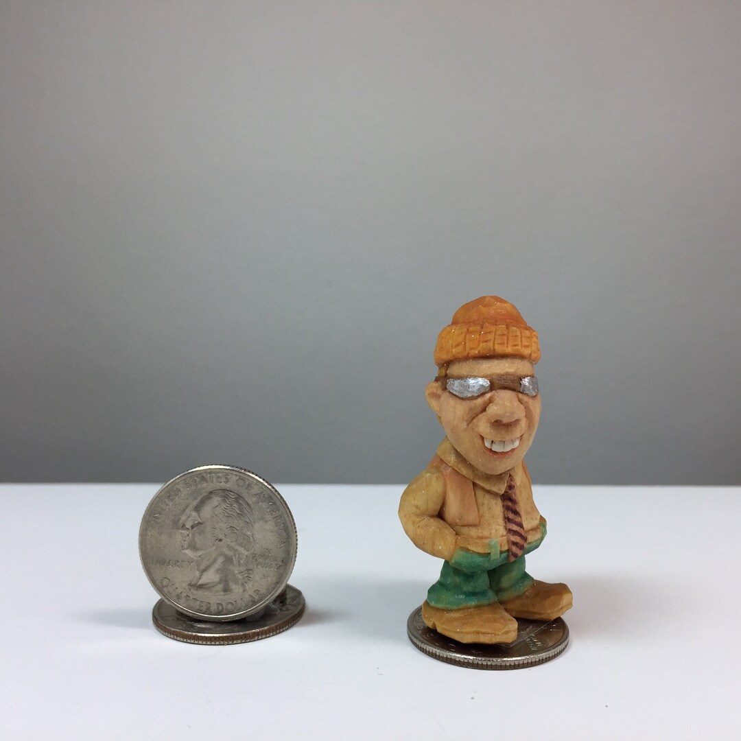 Wood Carving Miniature Wooden Little Man Caricature Carving Hand Carved ...