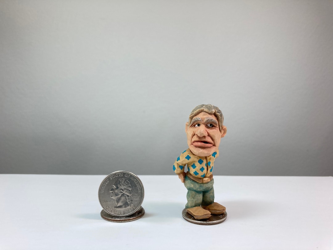 Wood Carving Miniature Wooden Little Man Caricature Carving Hand Carved ...