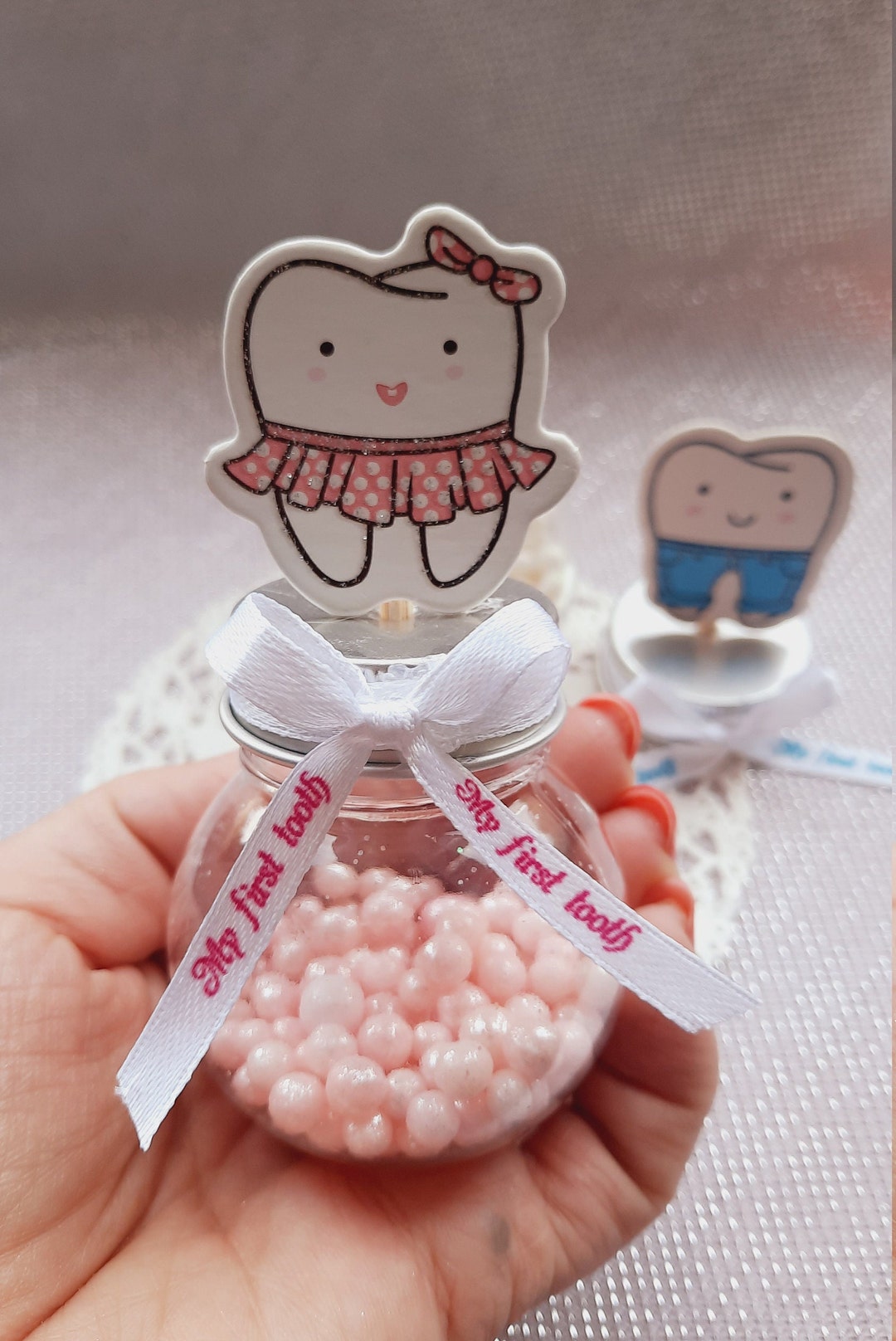 10 Pcs First Tooth Favor, Party Favor, Dome Tooth Decoration, Birthday ...