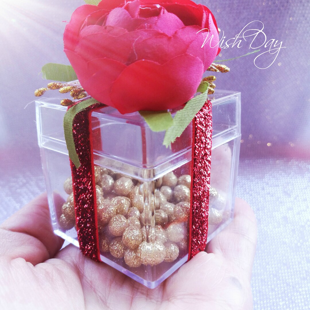 10pcs Wedding Favor for Guest, Flower Wedding Box Favor for Guests, Red ...