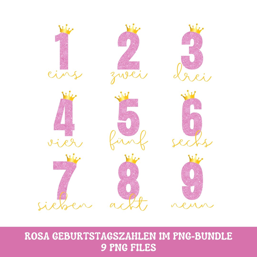 German Pink Princess Number Png Files, Rosa Geburtstag Nummer Png Bünde ...