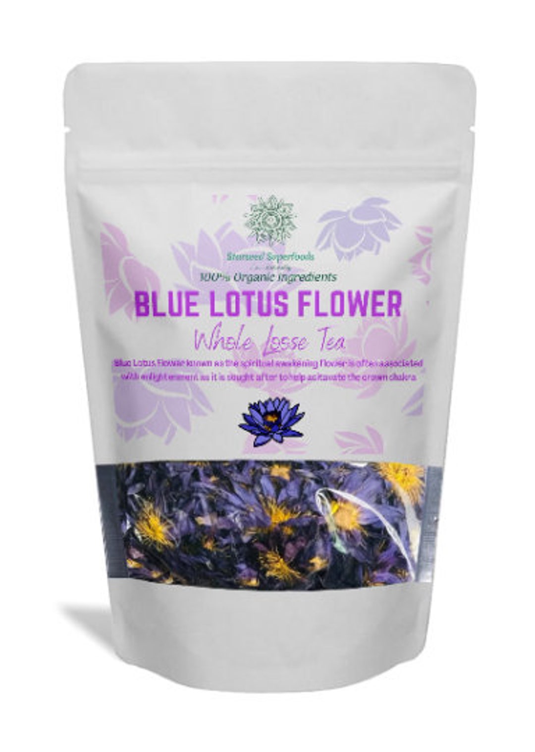 Blue Lotus Flower Tea Organic Whole Loose Egyptian Flower Crown Chakra ...