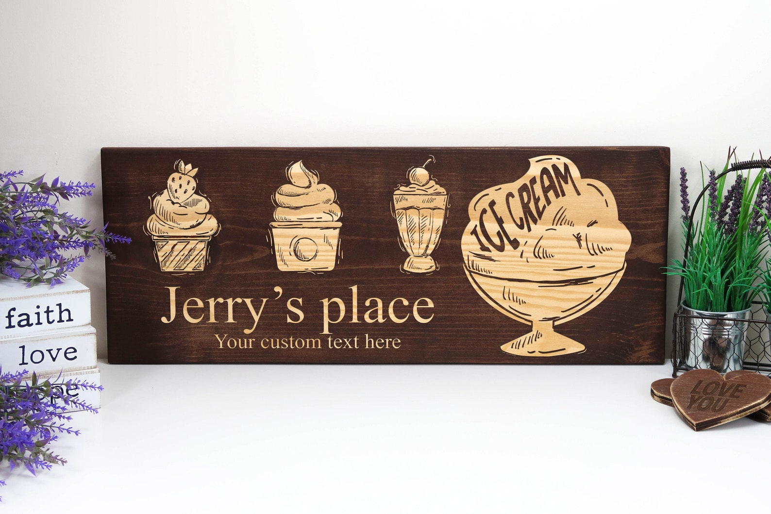 Ice Cream Sign Custom Ice Cream Shop Sign Restaurant Sign | Etsy