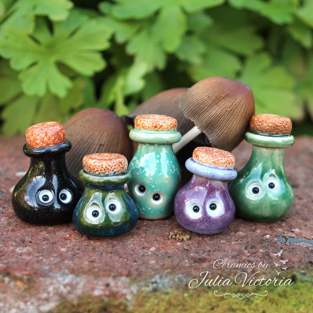 Halloween Potion Bottle Handmade Ceramic Figurine Witch Figurine ...