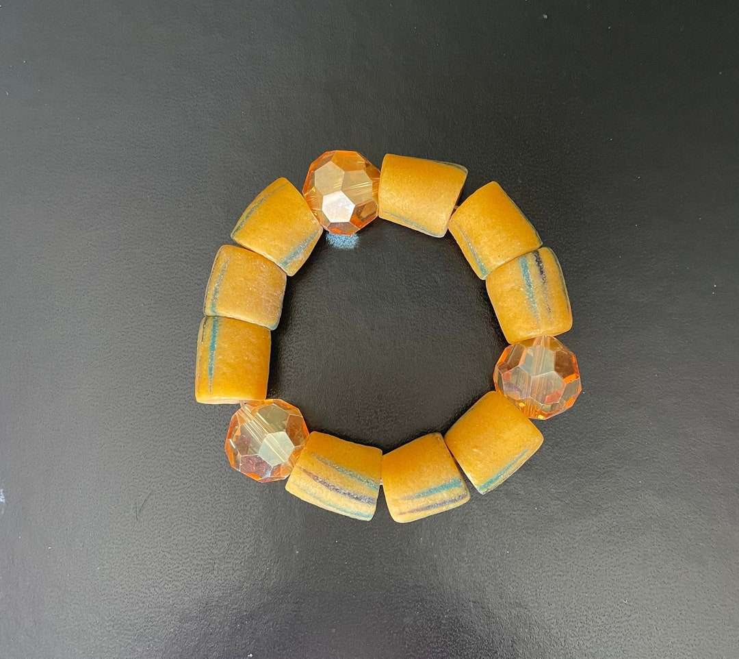 Handmade Ghanaian Glass Beaded Bracelet, Ashanti Style - Etsy