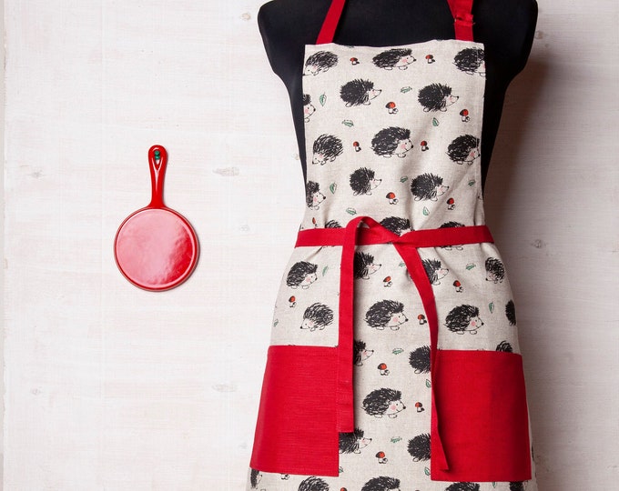 Linen Apron Hedgehog Design Gift for Hedgehog Lovers - Etsy
