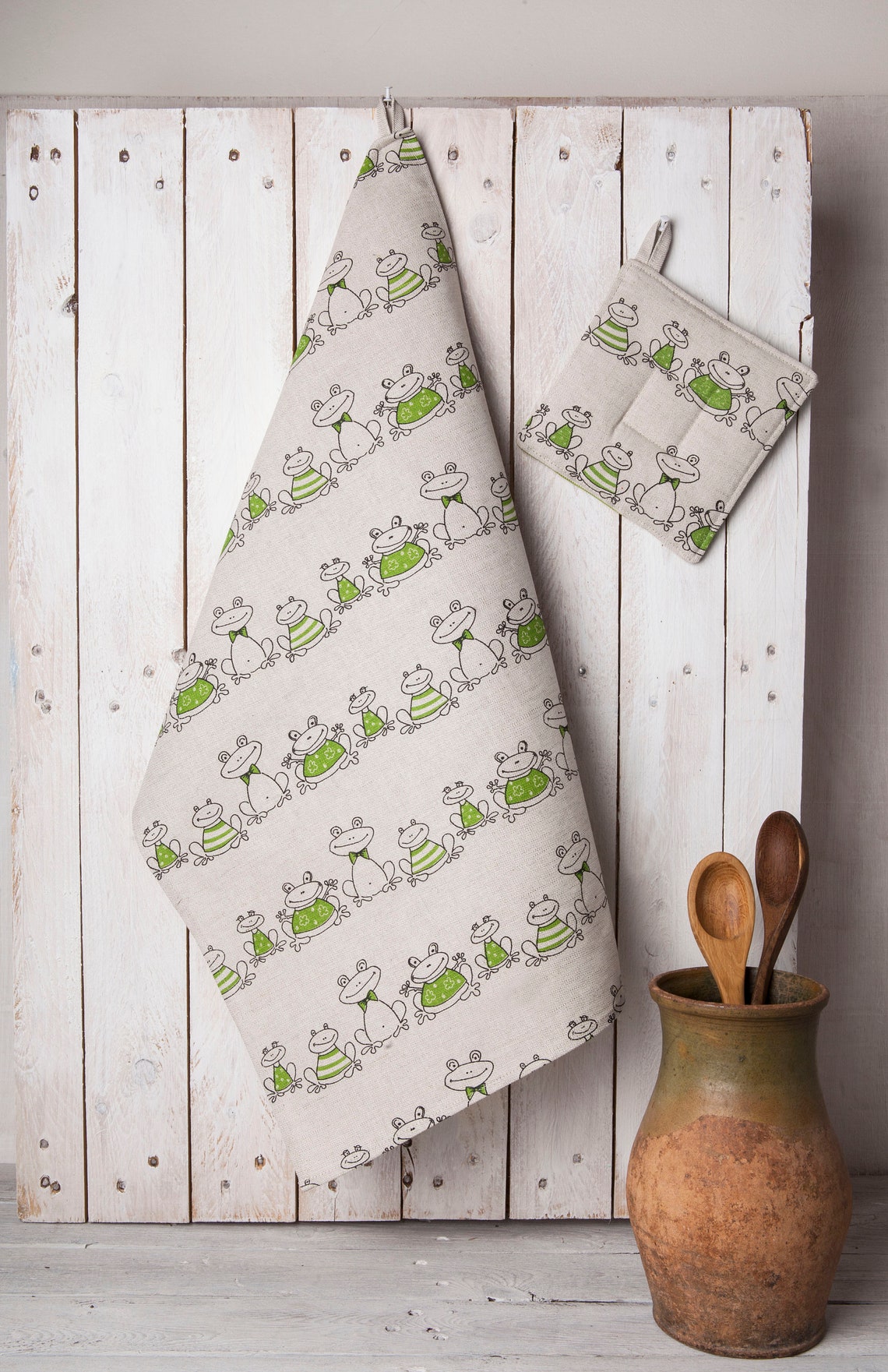Linen/cotton Kitchen Towels Frog Tea Towels Farm House - Etsy