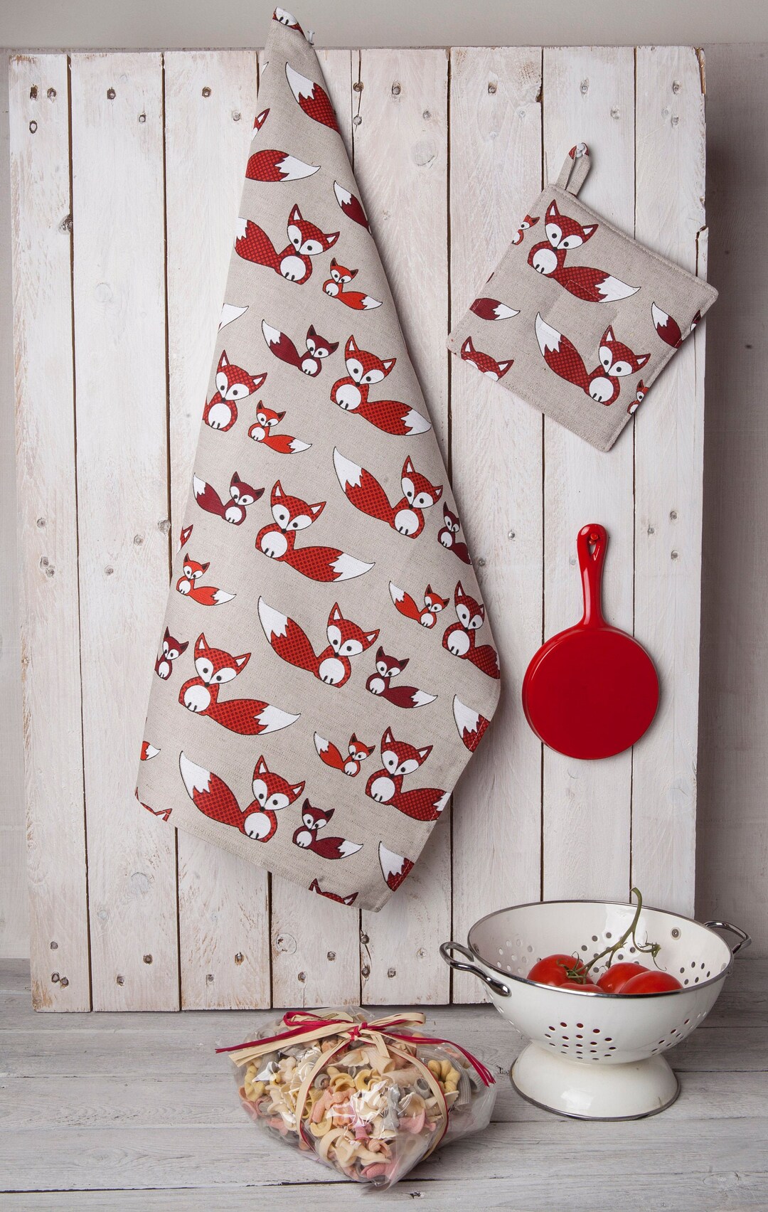 Linen/cotton Kitchen Towels, Fox Tea Towels, Housewarming Gift, Wild ...