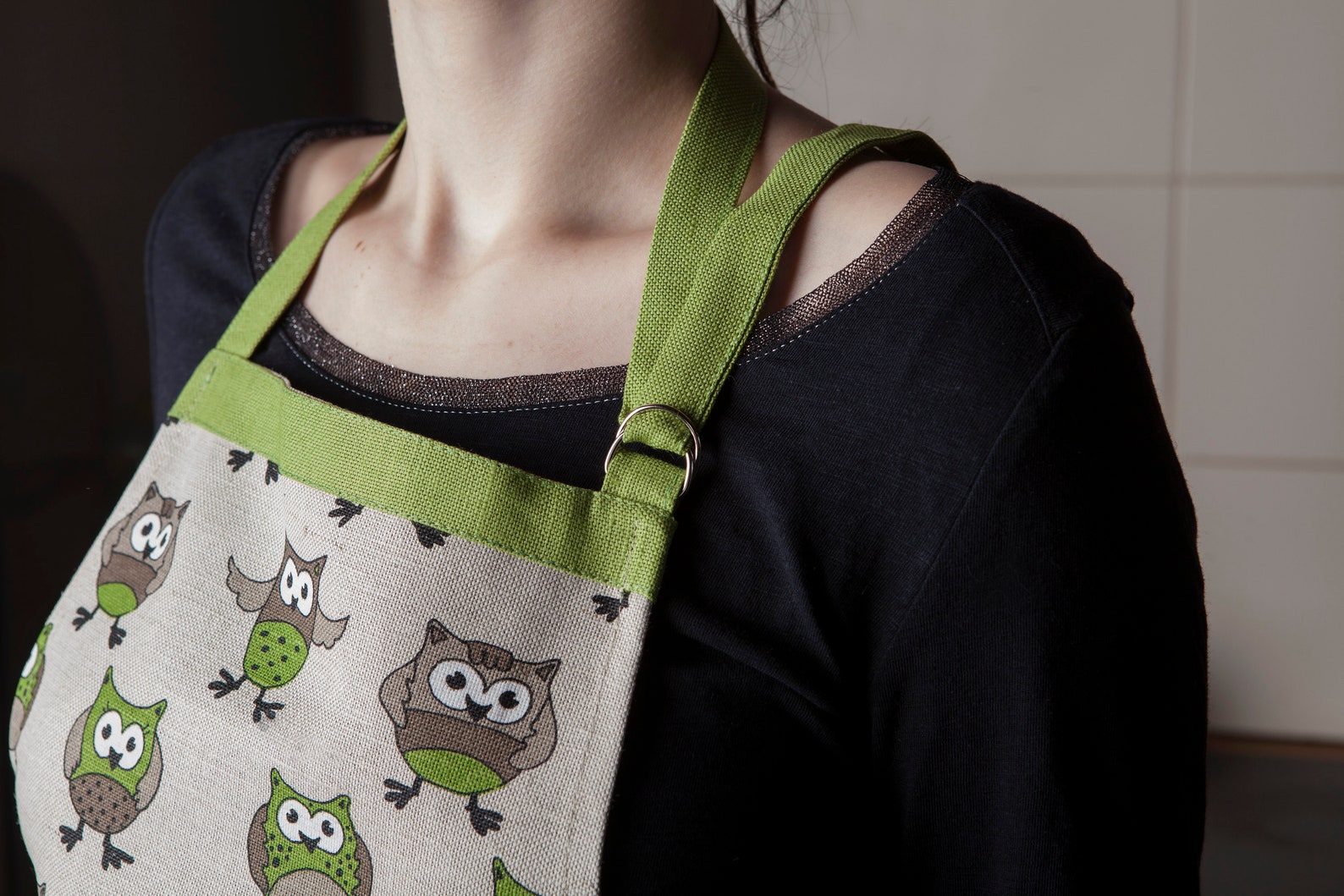 Linen Apron With an Owls Pattern - Etsy