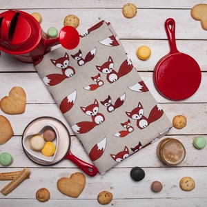 Linen/cotton Kitchen Towels, Fox Tea Towels, Housewarming Gift, Wild ...