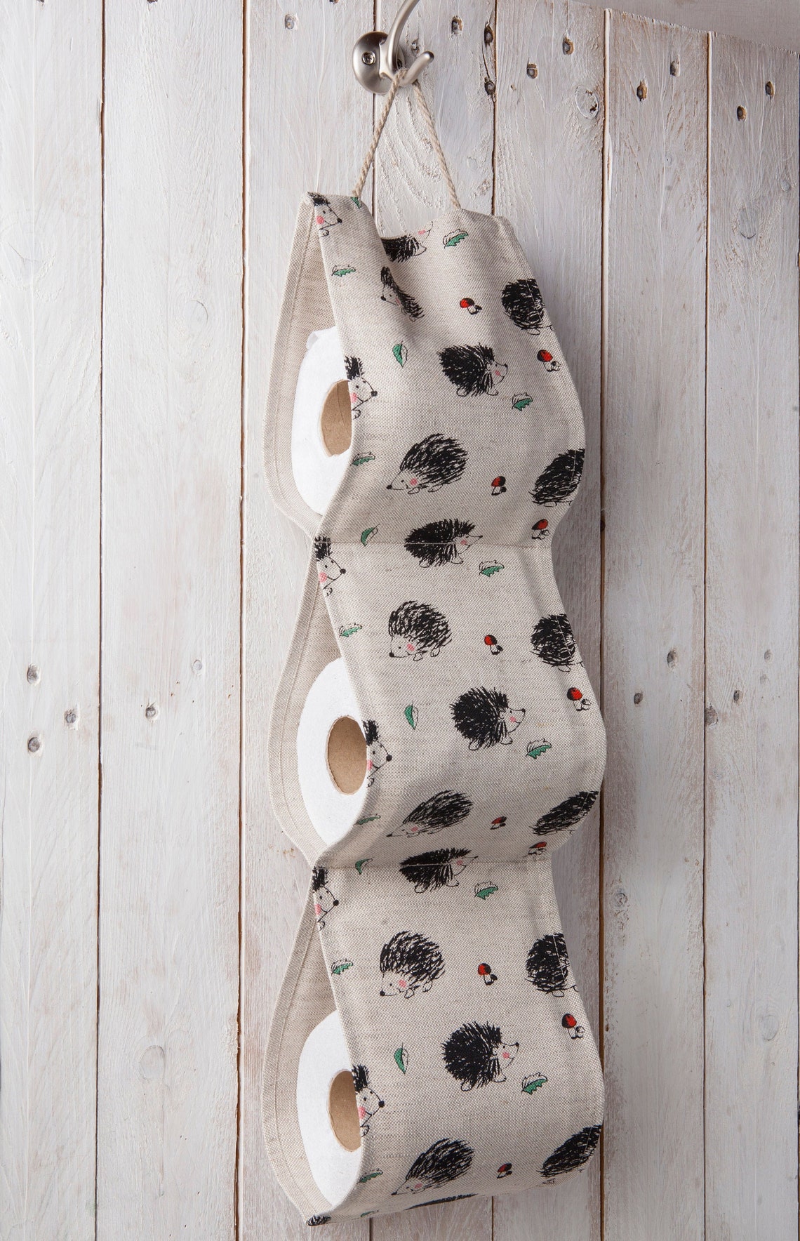Linen Toilet Paper Holder, Hedgehog Design, Bathroom Decor, Small Bath ...