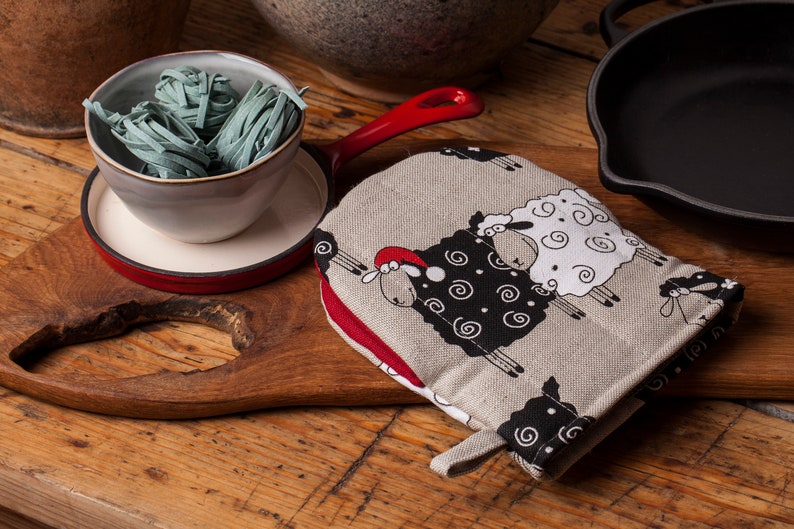 Linen Glove With a Christmas Sheep Pattern, Christmas Gift, Gift for ...