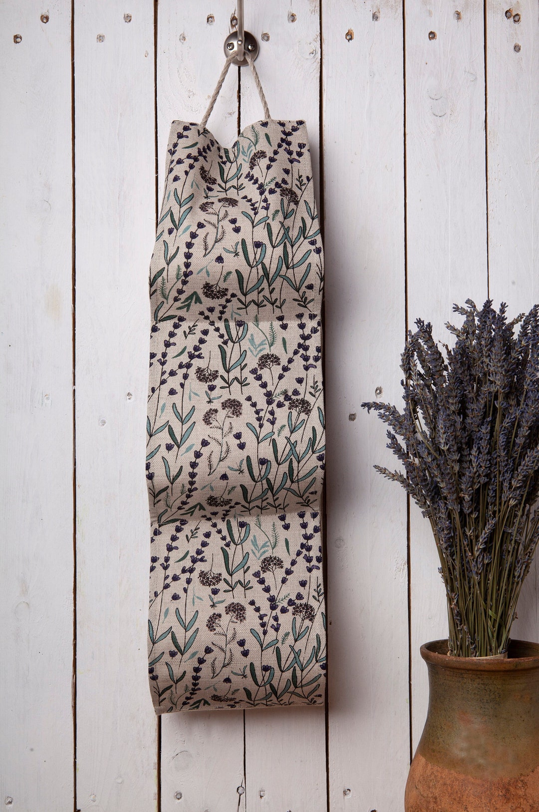 Linen Toilet Paper Holder,lavender Design, Small Bath Organizer ...