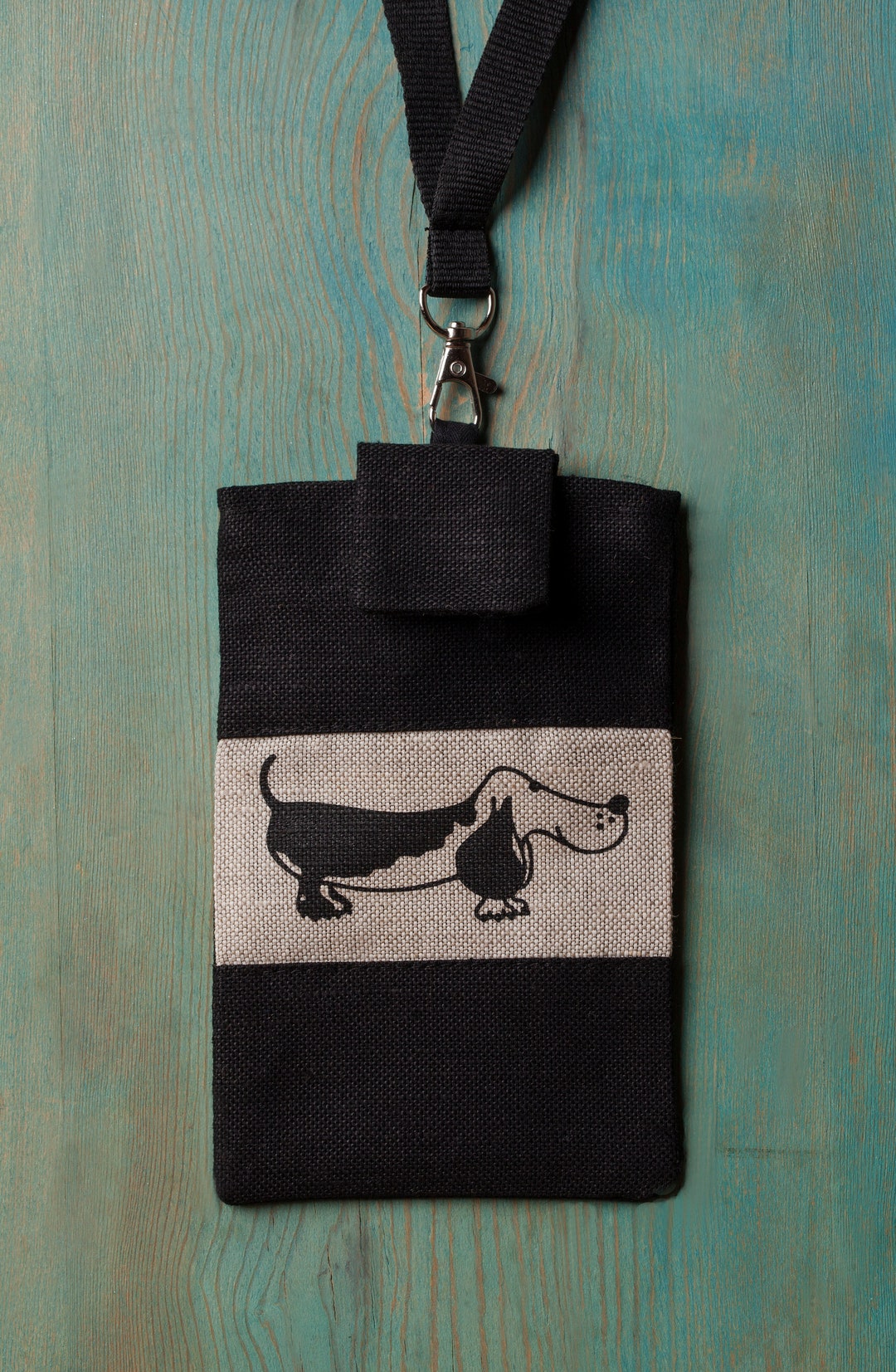 Linen Mobile Bag Case, Dog, Dachshund Design, Christmas Gift for Dogs ...