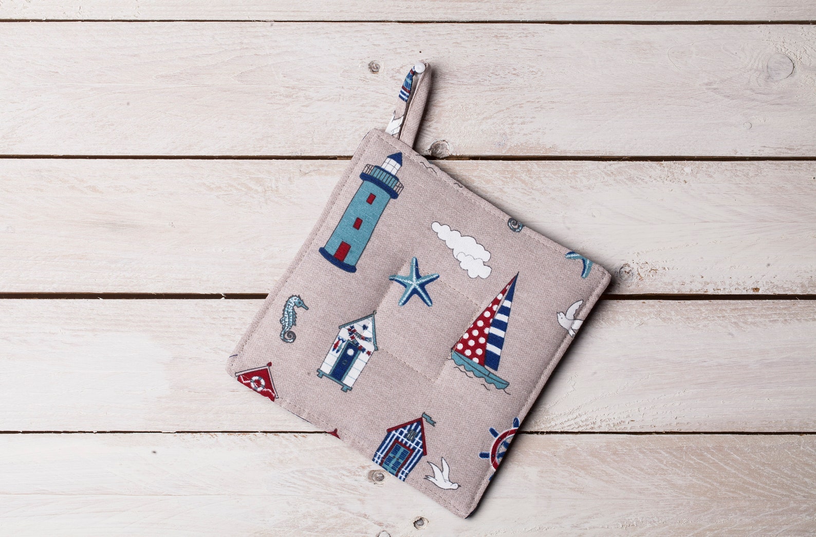 100% Cotton Pot Holder, Nautical Design, Sea, Maritime Pattern ...