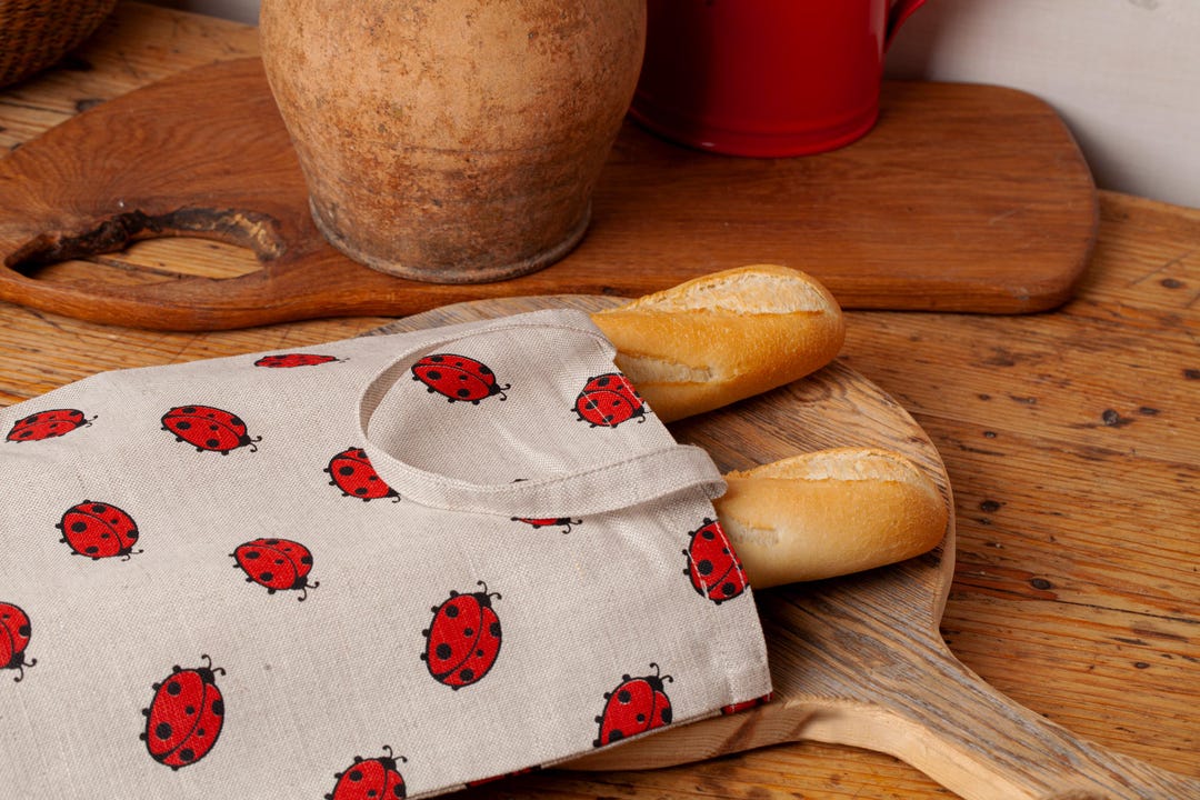 Bread Linen Bag, Sac a Pain, Bread Keeper, Storage, Ladybird Design ...