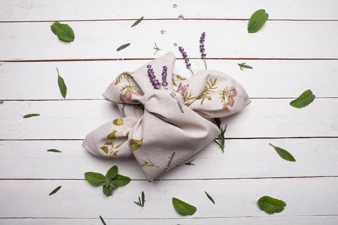 Cotton Furoshiki Cloth, Herbs Design, Gift Wrapping Cloth, Zero Waste ...