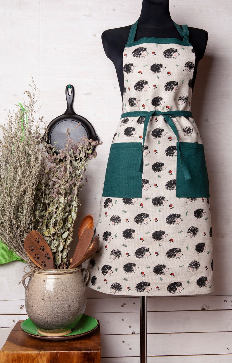 Linen Apron Hedgehog Design Gift for Hedgehog Lovers - Etsy