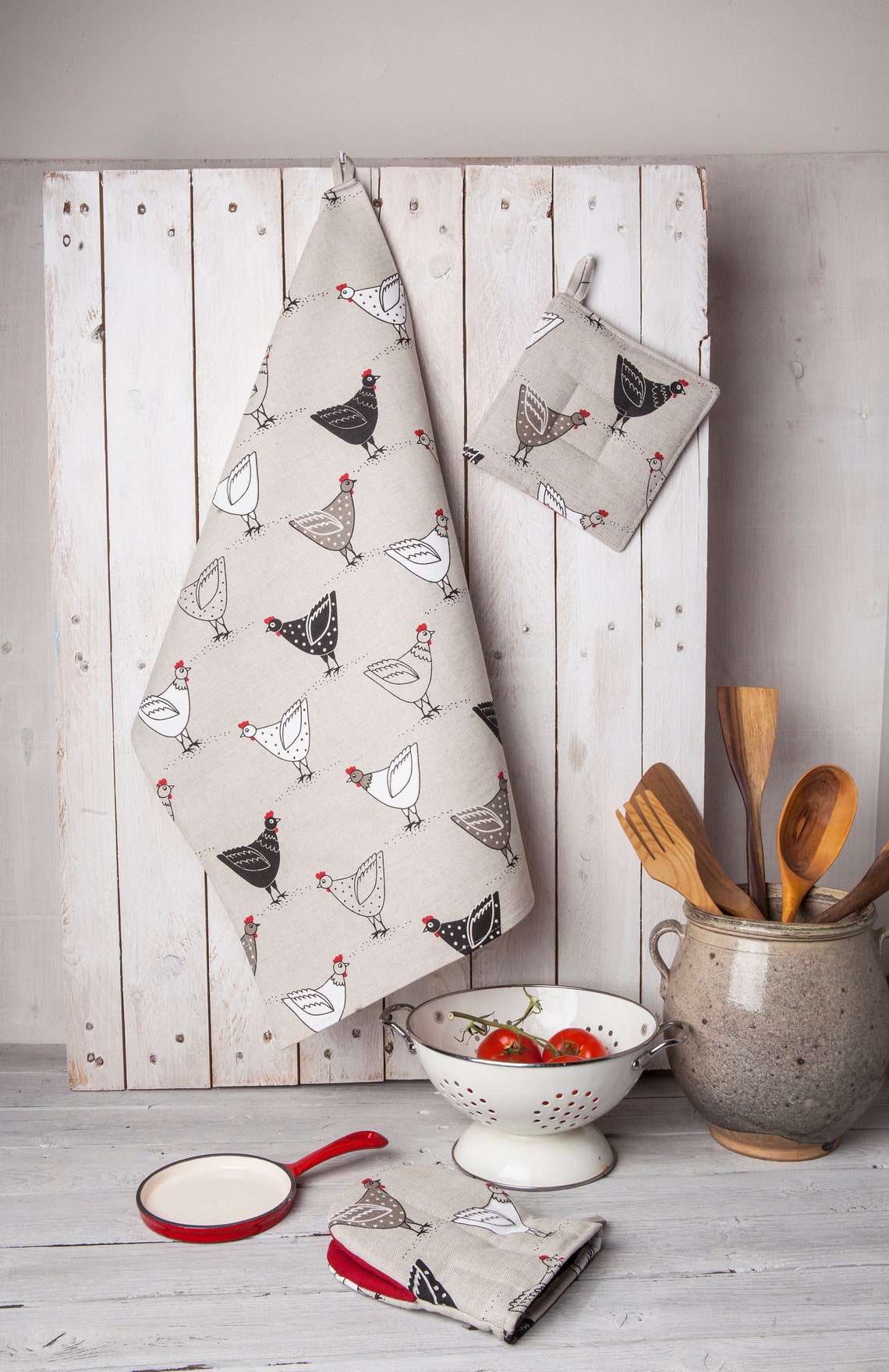 Linen/cotton Kitchen Towels, Chicken Tea Towels, Farm House Kitchen - Etsy