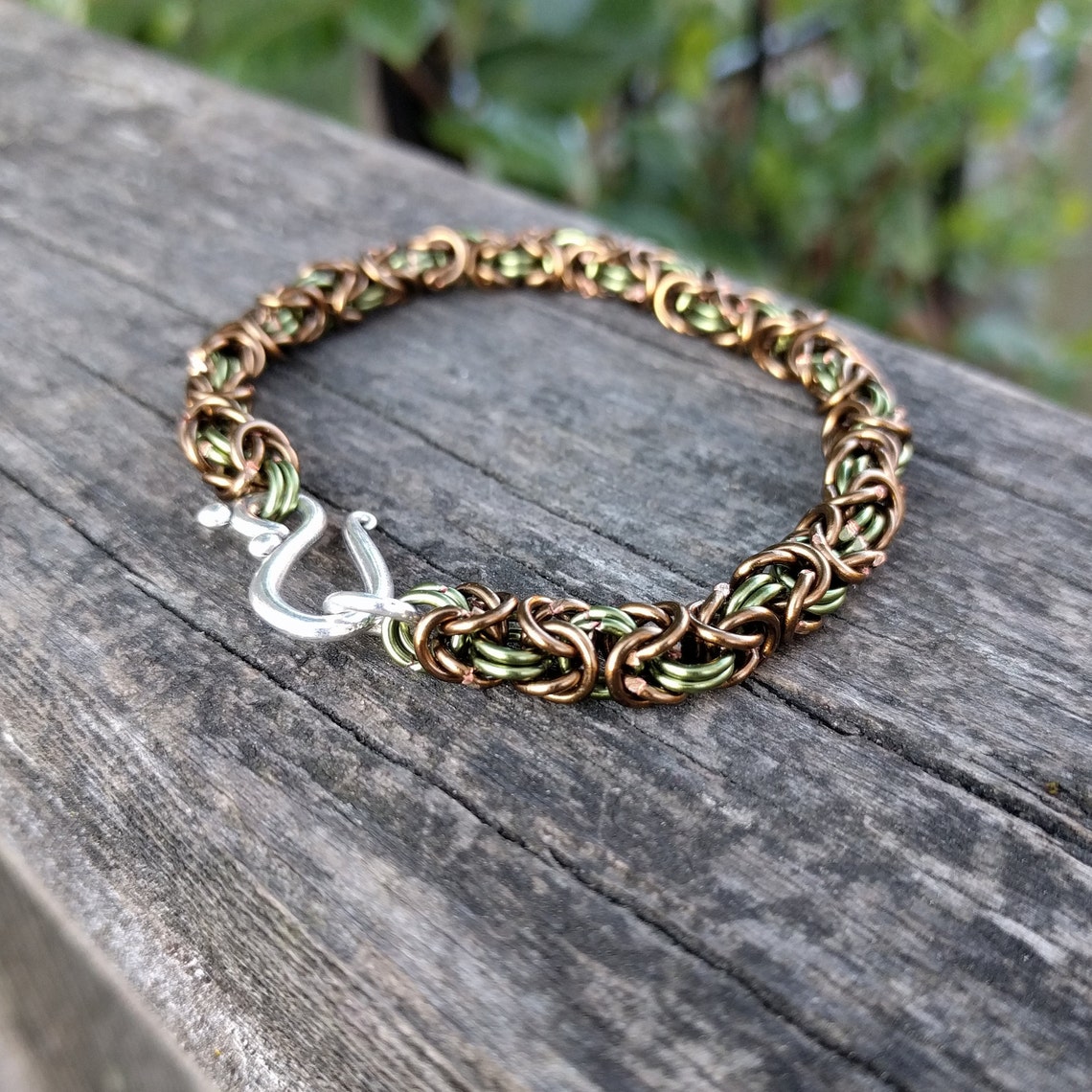 Couples Elven Chainmail Bracelet (bronze and Green) - Etsy