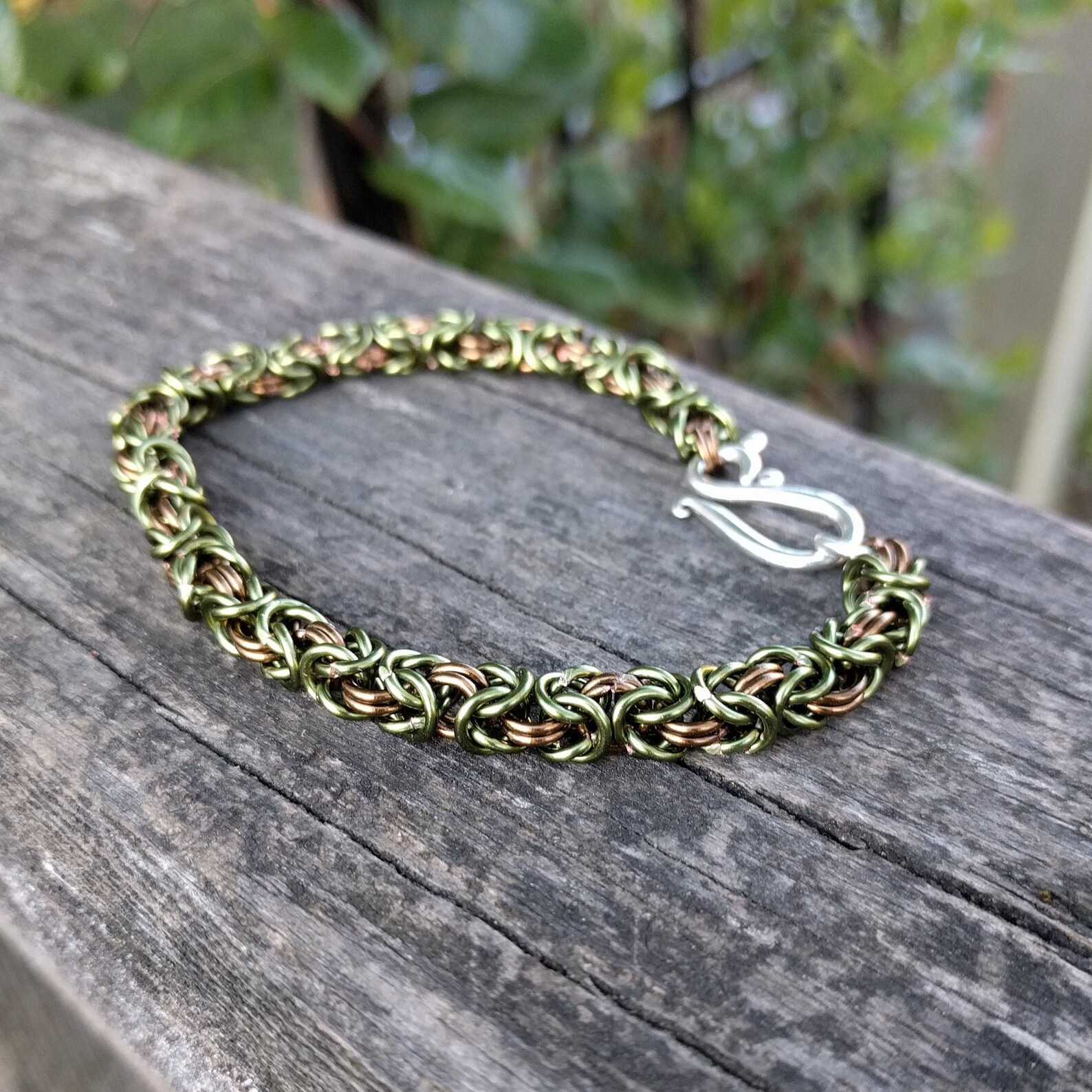 Couples Elven Chainmail Bracelet (bronze and Green) - Etsy