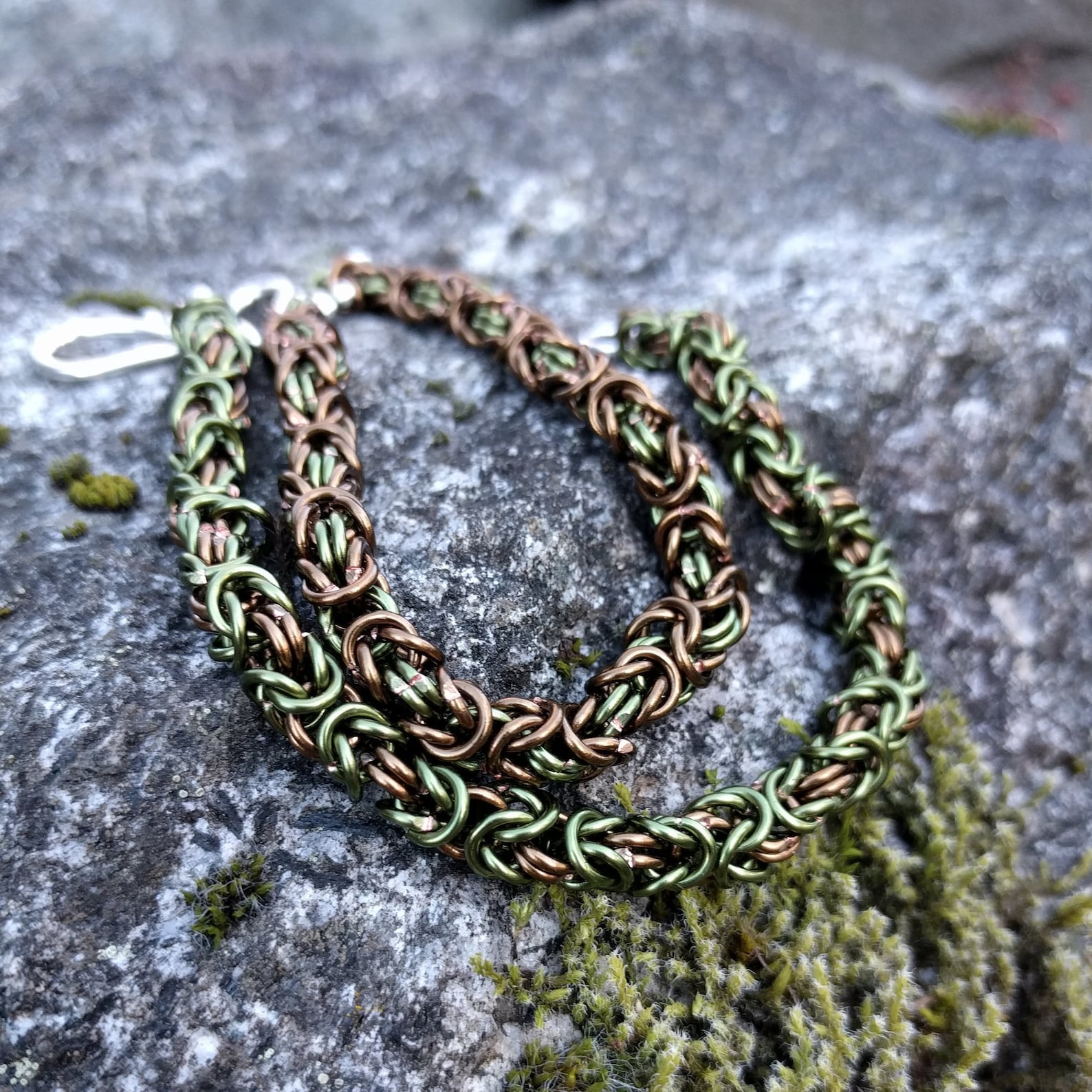 Couples Elven Chainmail Bracelet (bronze and Green) - Etsy