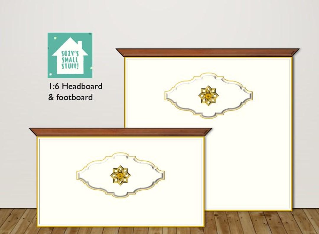 1:6 Scale Ornate Dollhouse Bed Headboard & Footboard Printable Paper ...